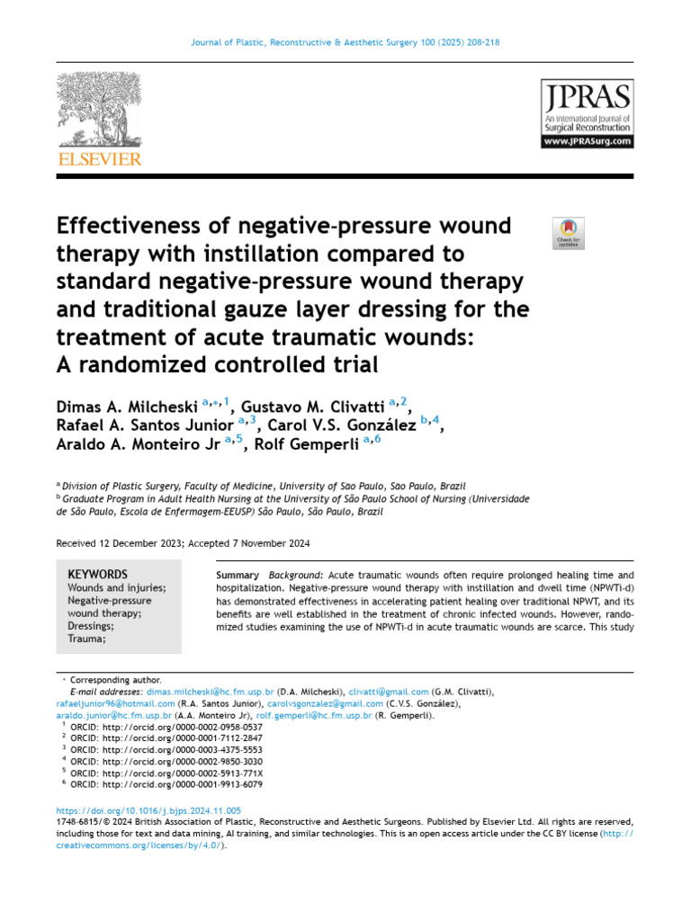 NPWTi-d for Acute Traumatic Wounds | PDF | Wound | Plastic Surgery
