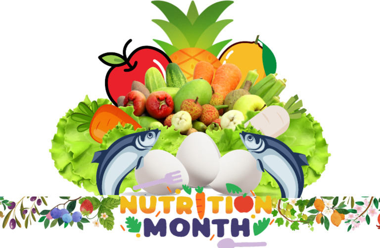 Nutrition Month Poster in Green, Red, and Blue Color With Grid Paper ...