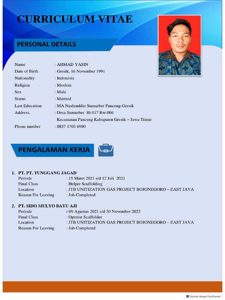 CV Ahmad Yasin | PDF