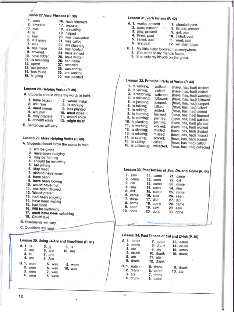 Grammar Answers Upper | PDF