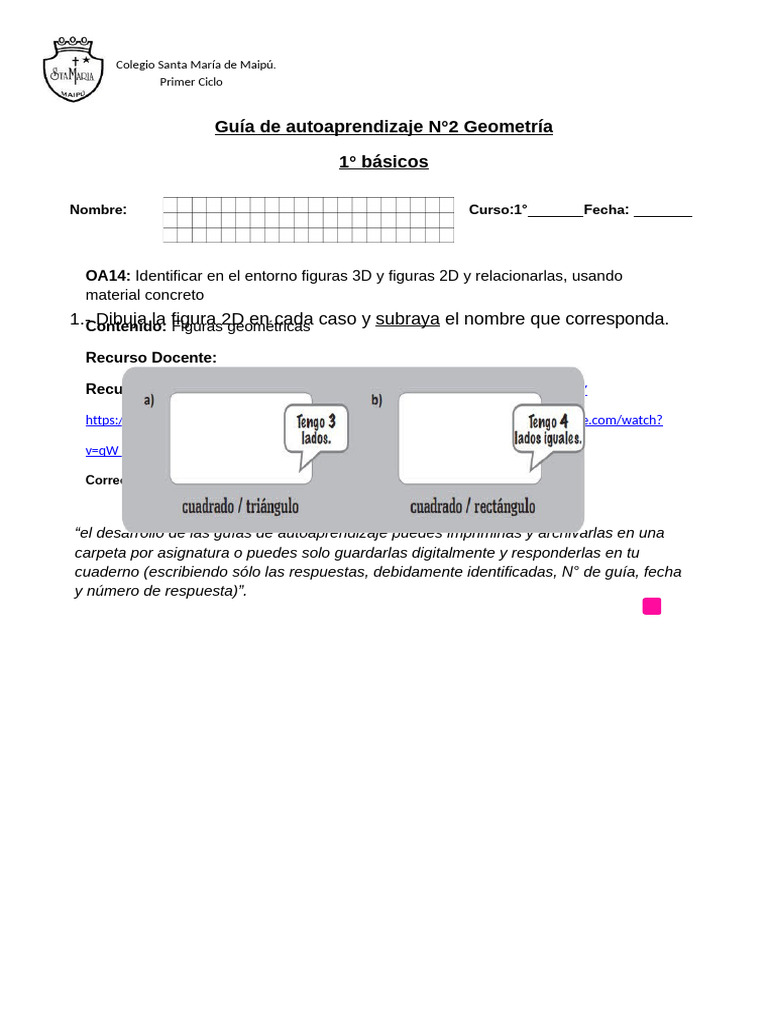 Matemática Guia-N°2 - 1° Geo | PDF