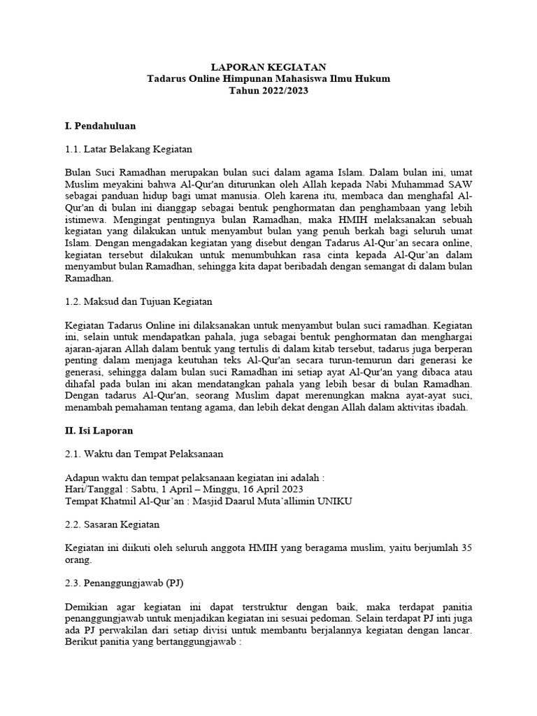 Tadarus Online HMIH Ramadhan 2023 | PDF