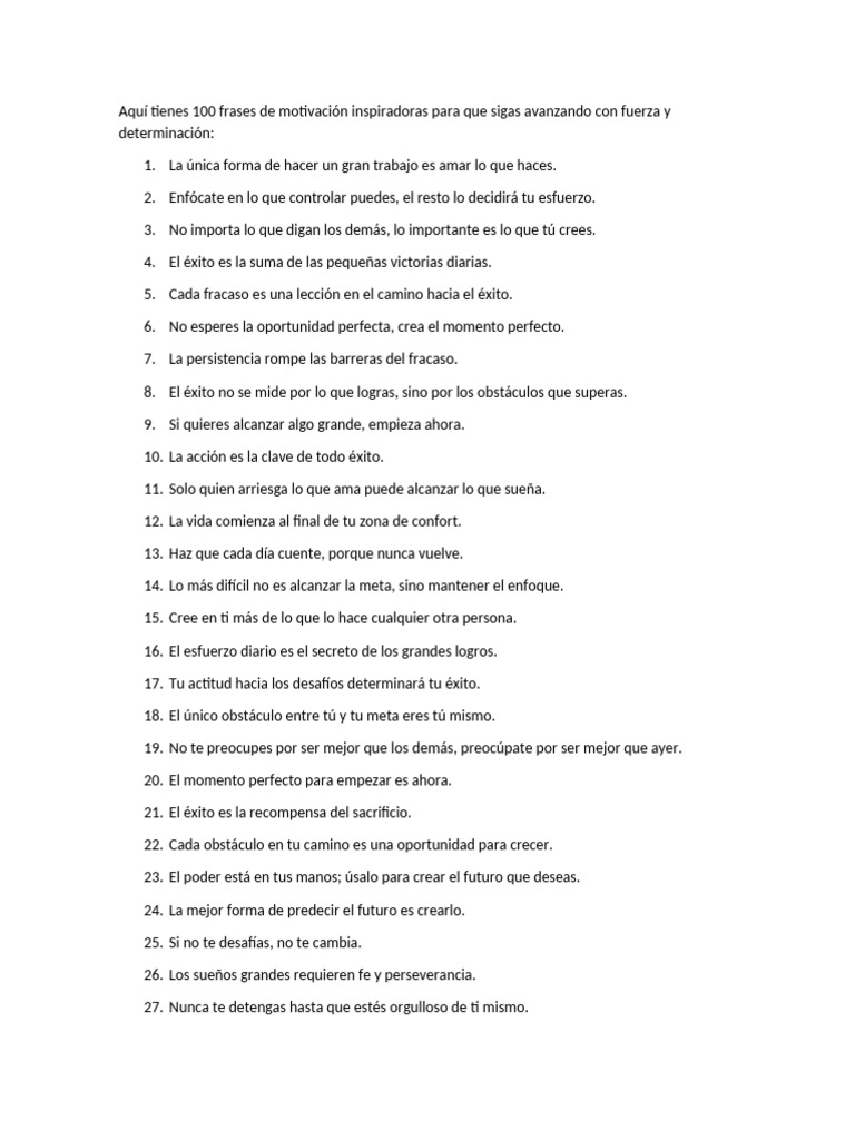 100 Frases Motivadoras Inspiradoras | PDF