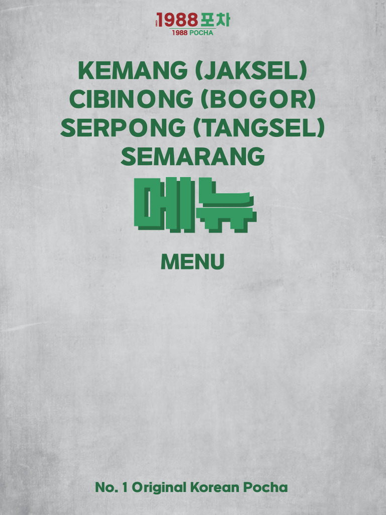 Menu 1988 Pocha Semarang Terbaru | PDF