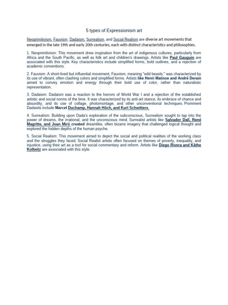 5 Types of Expressionism Art | PDF