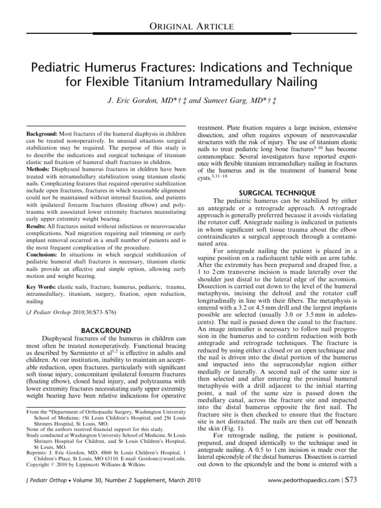 Pediatric Humerus Fractures | PDF | Elbow | Anatomical Terms Of Location