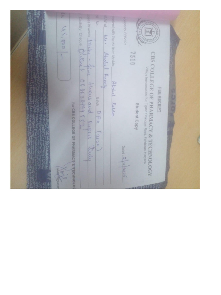 Fee Receipt | PDF