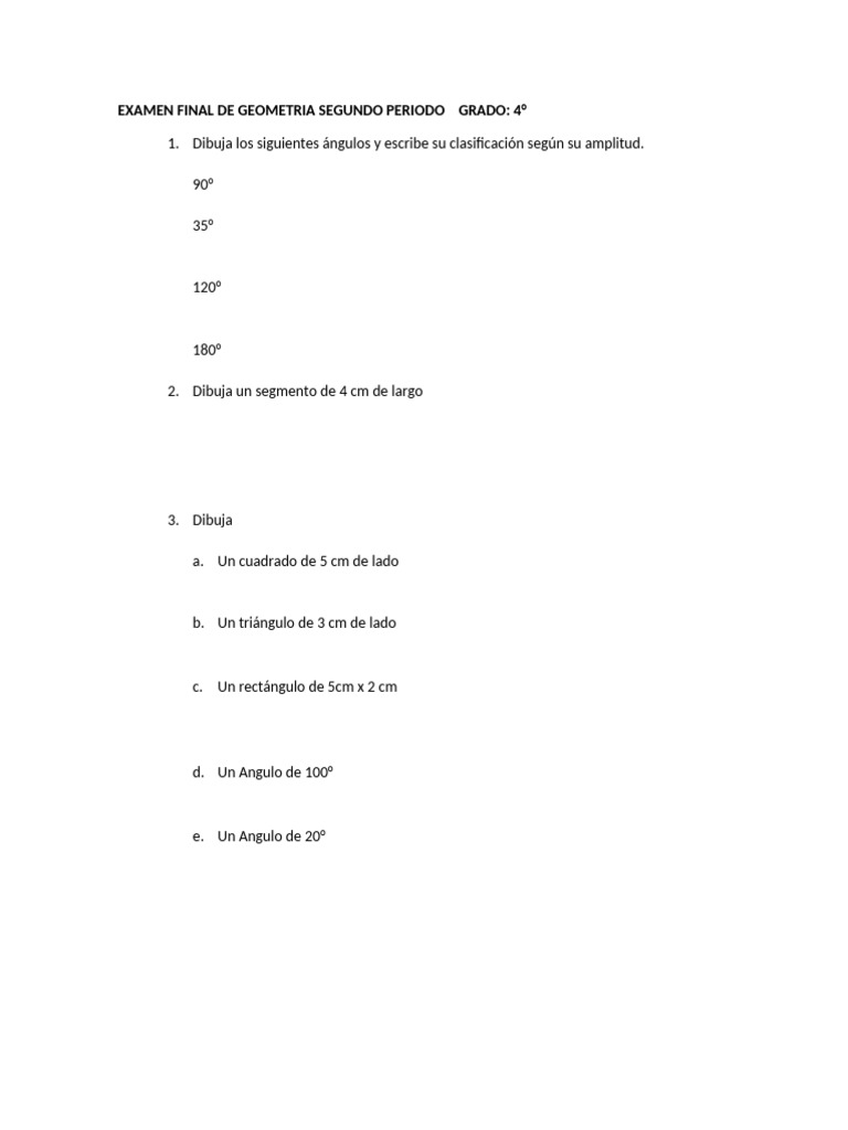 Examen Final de Matematicas Segundo Periodo Grado 4 y 5 | PDF
