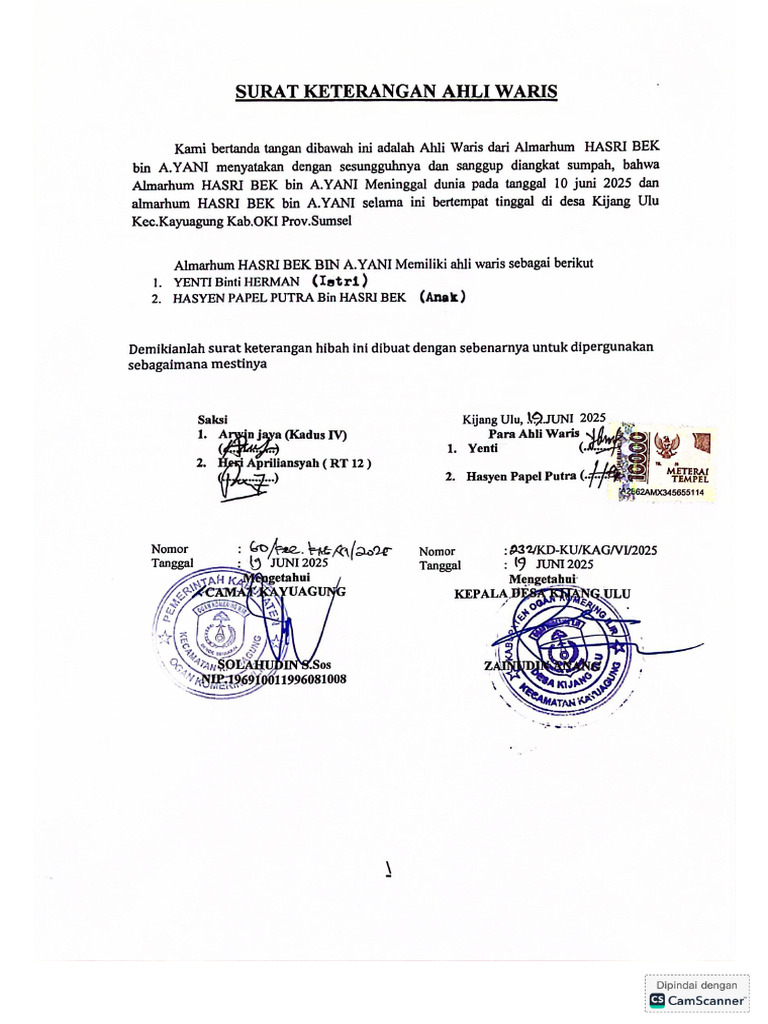 Dokumen Tambahan Hasri Bek | PDF