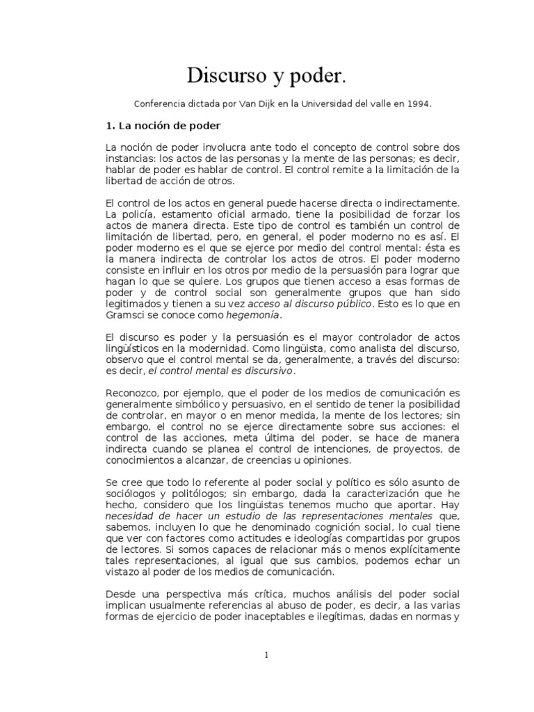 Discurso y Poder. Van Dijk. 6 P. | PDF | Racismo | Discriminación y relaciones raciales