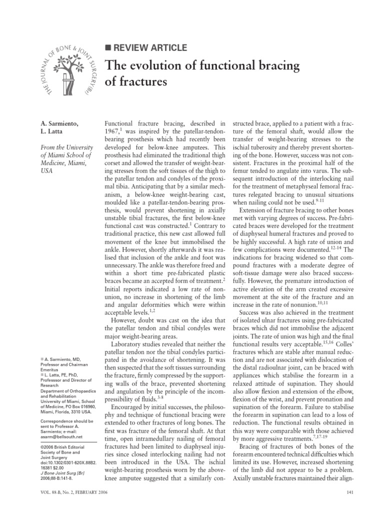 The Evolution of Functional Bracing of Fractures | PDF | Anatomical ...