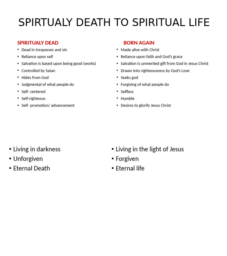 Spirtualy Death To Spiritual Life | PDF