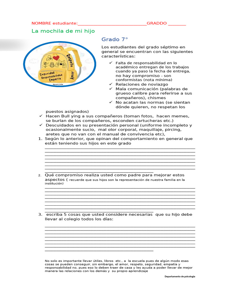 La Mochila de Mi Hijo 8 - 2 LEYDI | PDF | Sicología | Ciencias del comportamiento