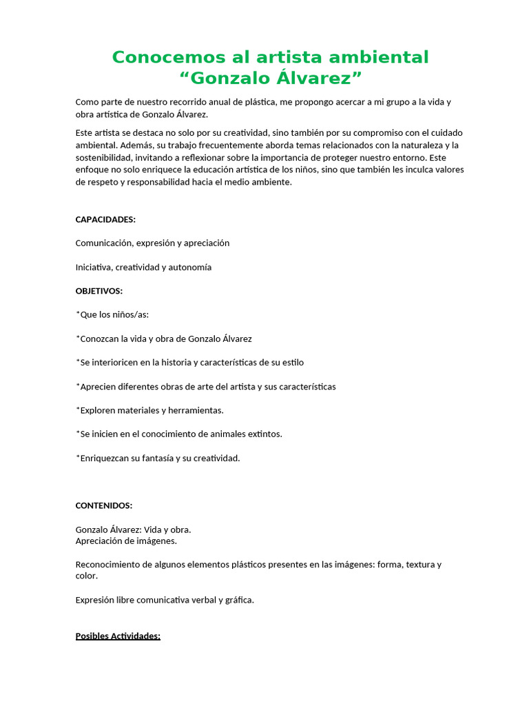 Vida y obra de Gonzalo Álvarez | PDF | Creatividad | Las artes