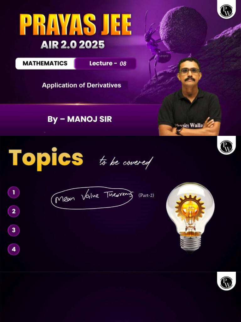 Application of Derivatives 08 - Class Notes - Prayas JEE AIR 2.0 2025 | PDF