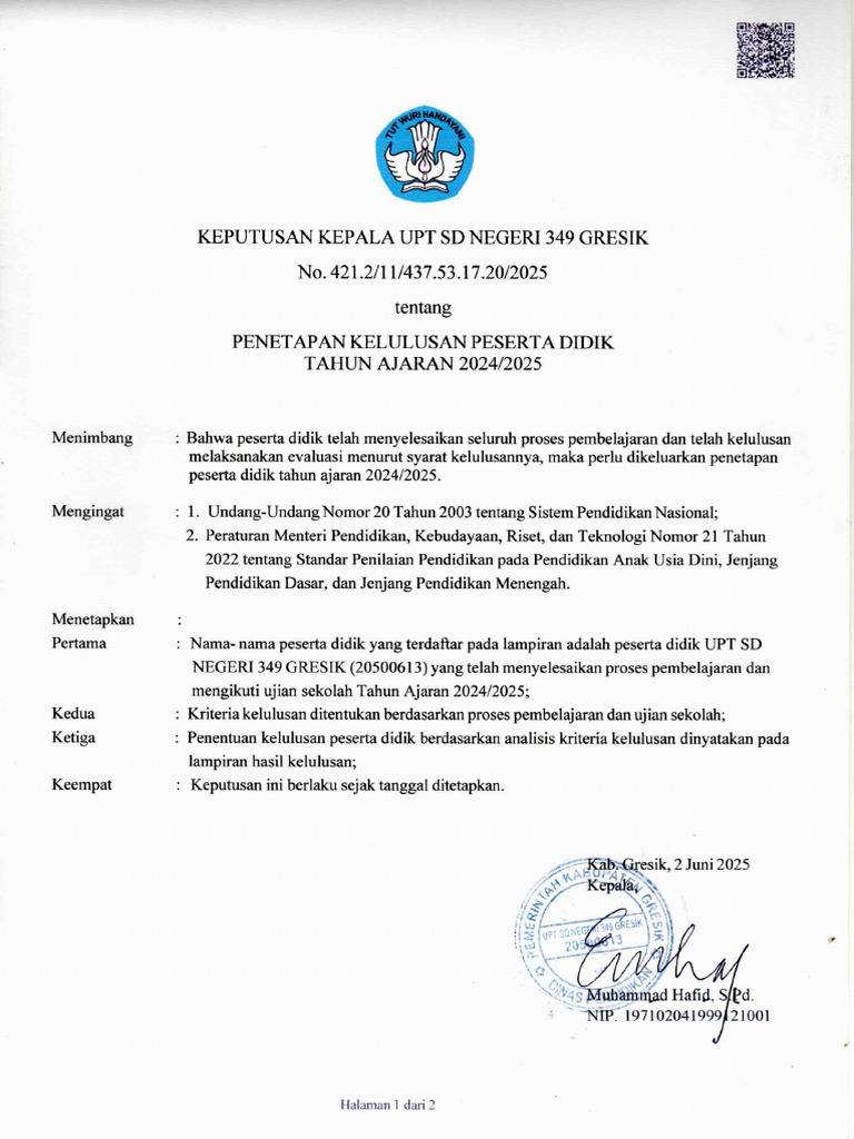 SK Kelulusan 2025 | PDF