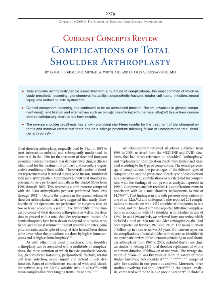 Total Shoulder Arthroplasty Complications | PDF | Shoulder | Limbs ...
