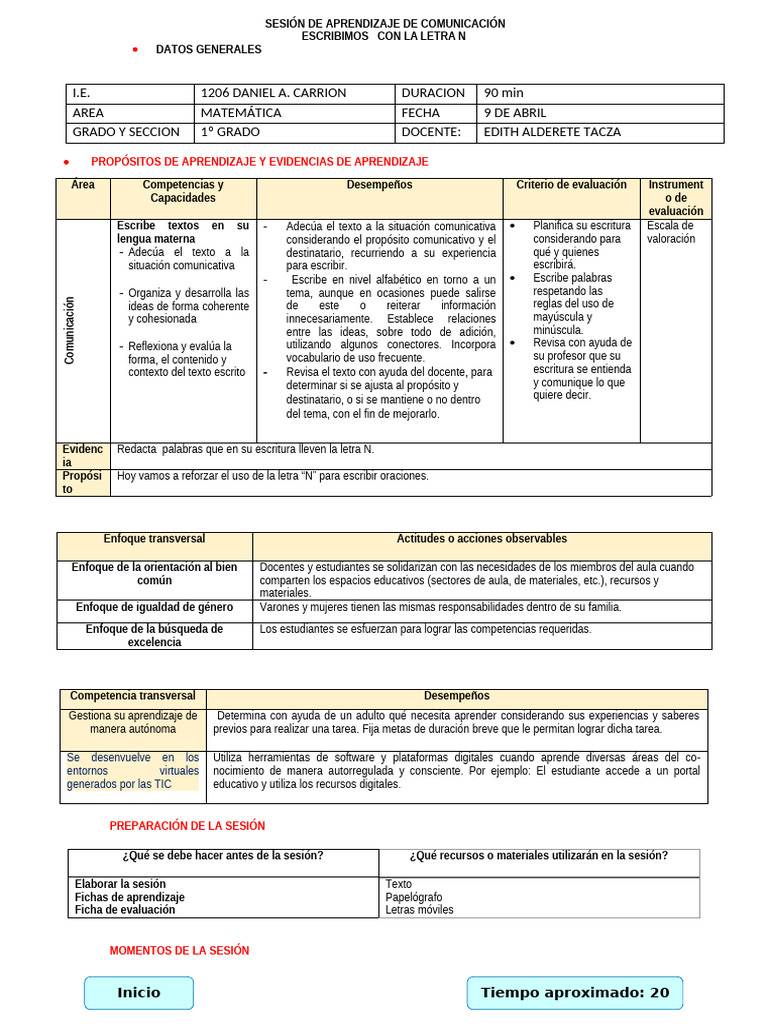Aprendizaje de Escritura con la Letra N | PDF | Enseñando ...