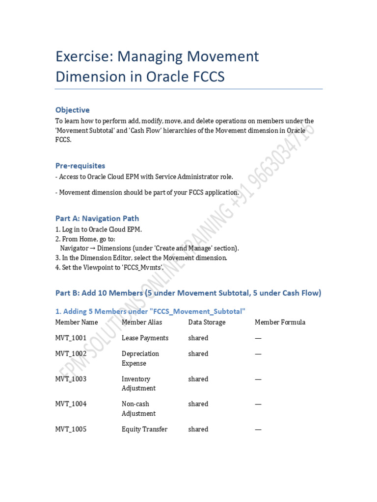 Managing Movement Dimension Oracle FCCS | PDF | Computing