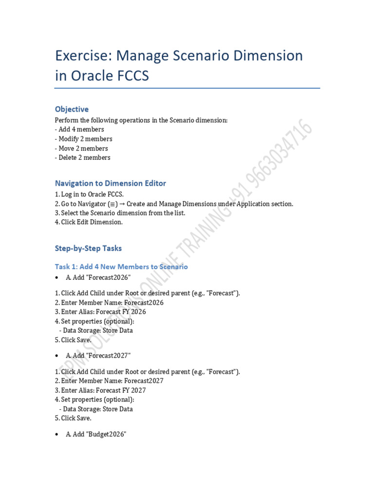 Scenario Dimension Exercise FCCS | PDF | Computing | Software