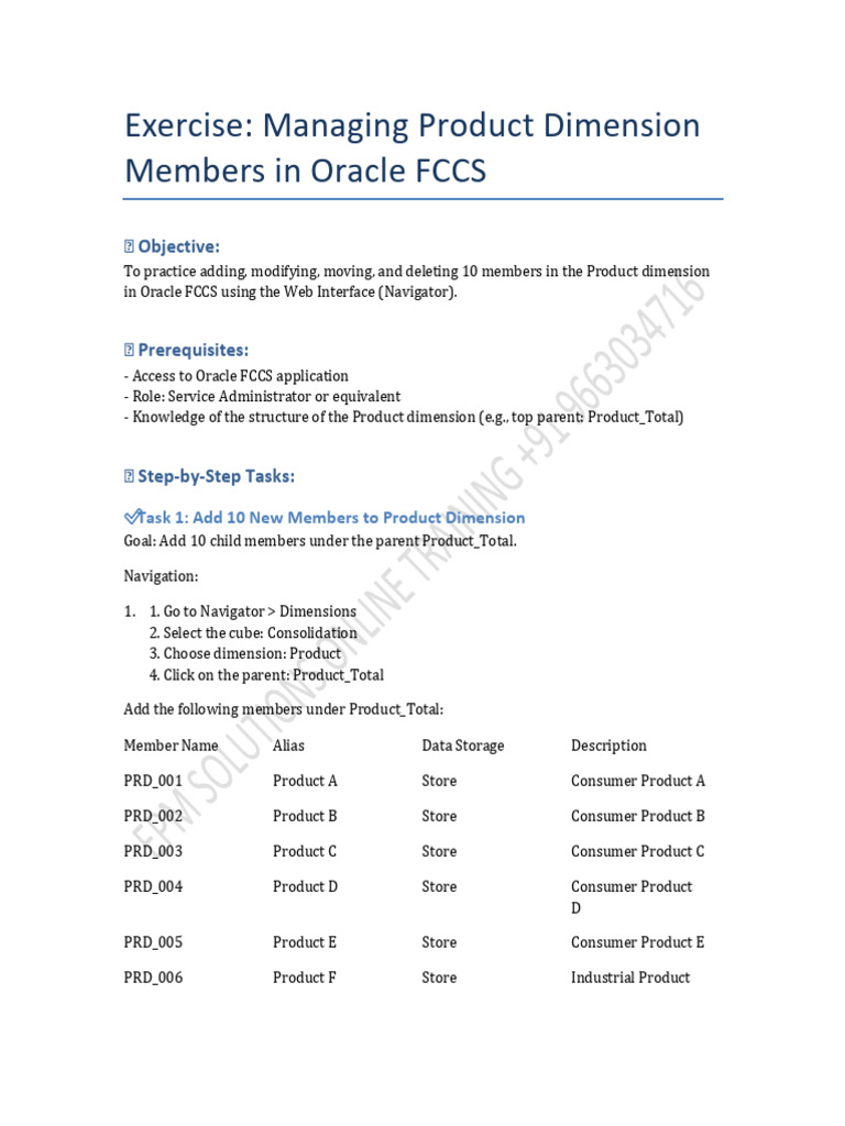 FCCS Product Dimension Exercise v2 | PDF | Data | Information ...