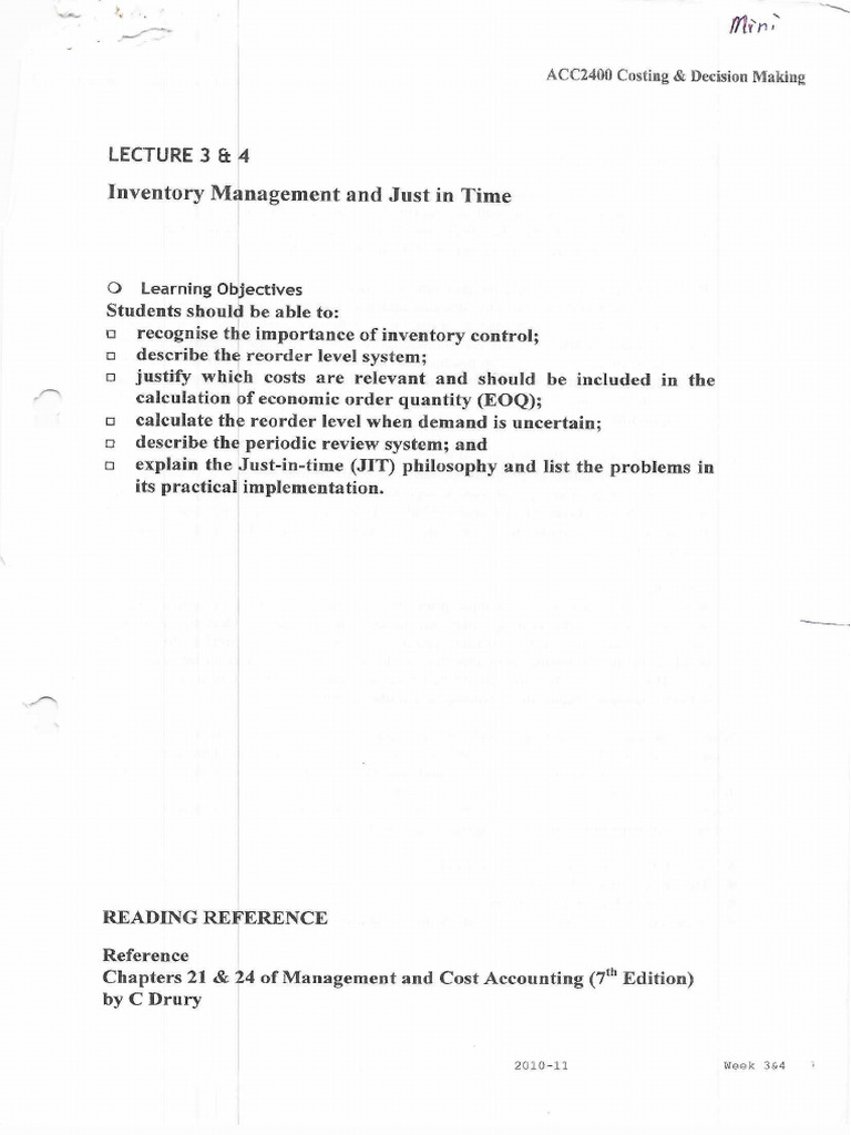 3.IVE CDM L3&4 Just in Time | PDF
