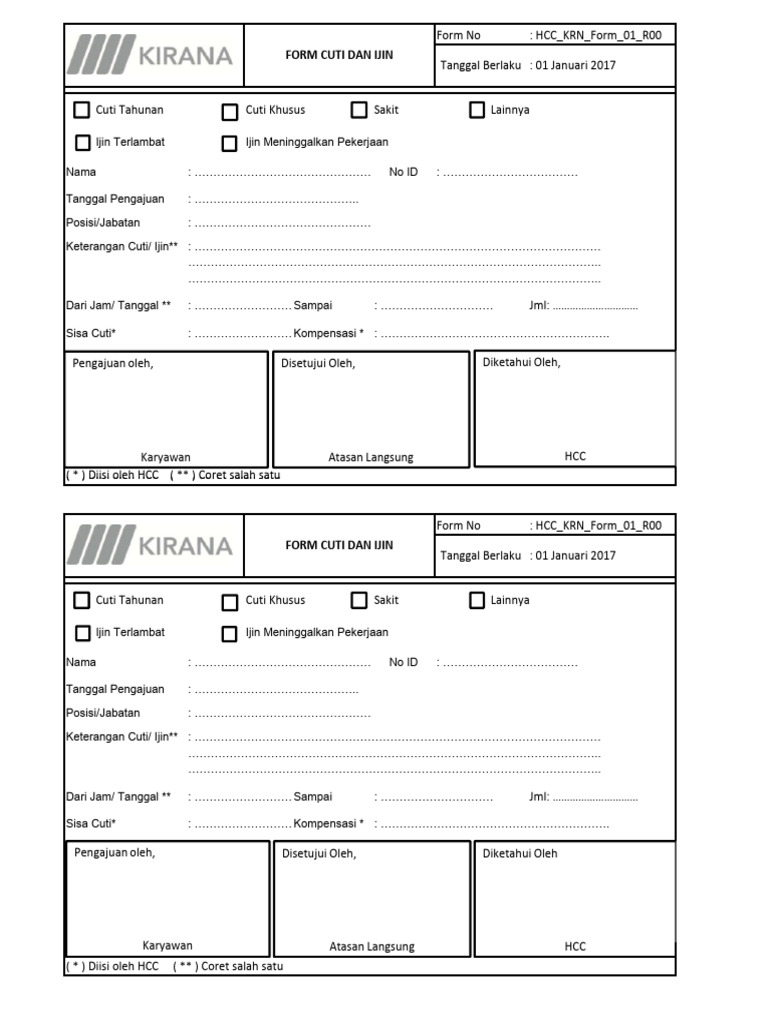 Form Cuti & Ijin | PDF