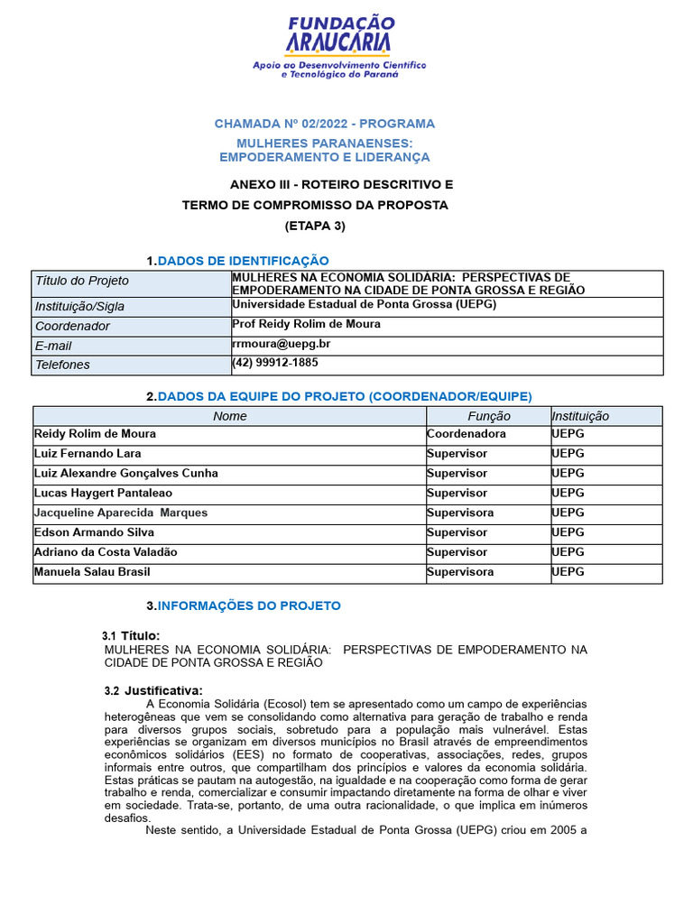 Anexo III - Roteiro Descritivo e Termo de Compromisso Da Proposta (Etapa 3) .Docx - Documentos ...