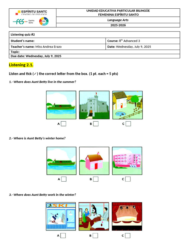 8th Listening Practice 2 2025 | PDF