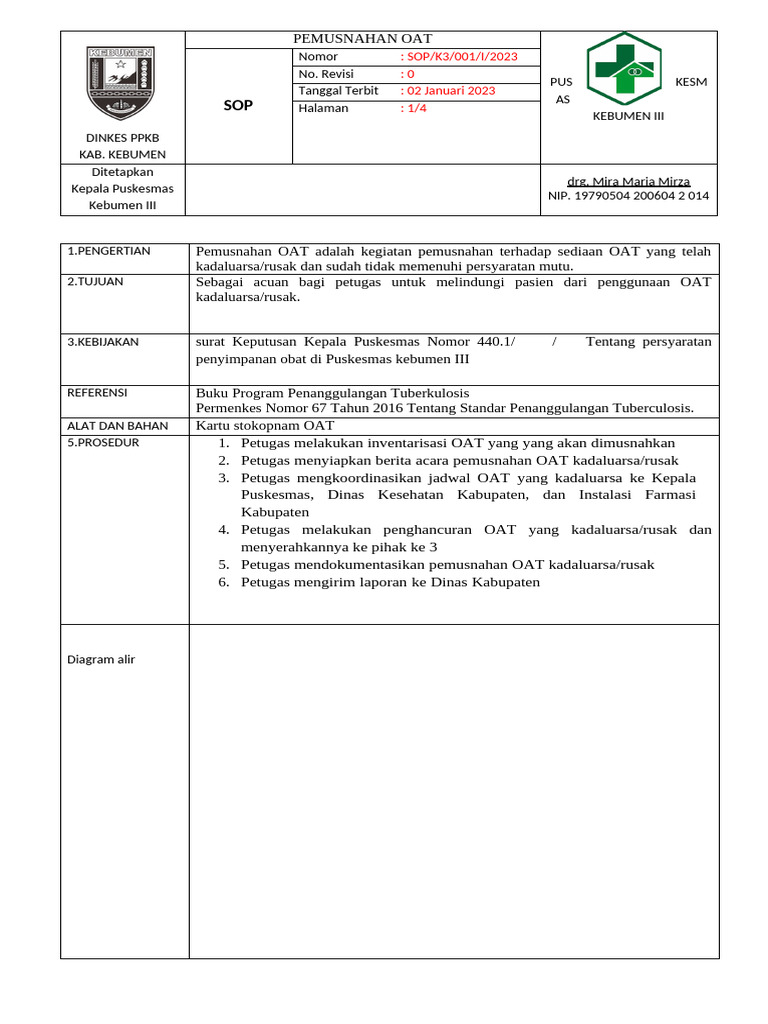 Sop Pemusnahan Oat 2023 | PDF