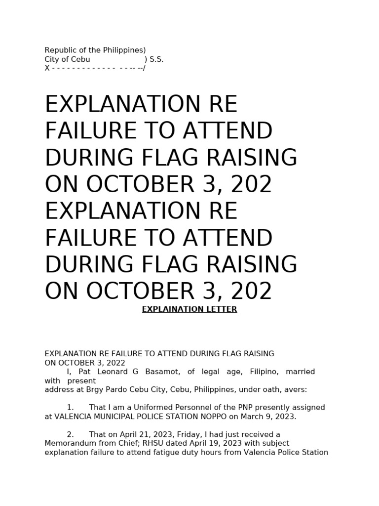 PNP Absence Explanation Letter | PDF