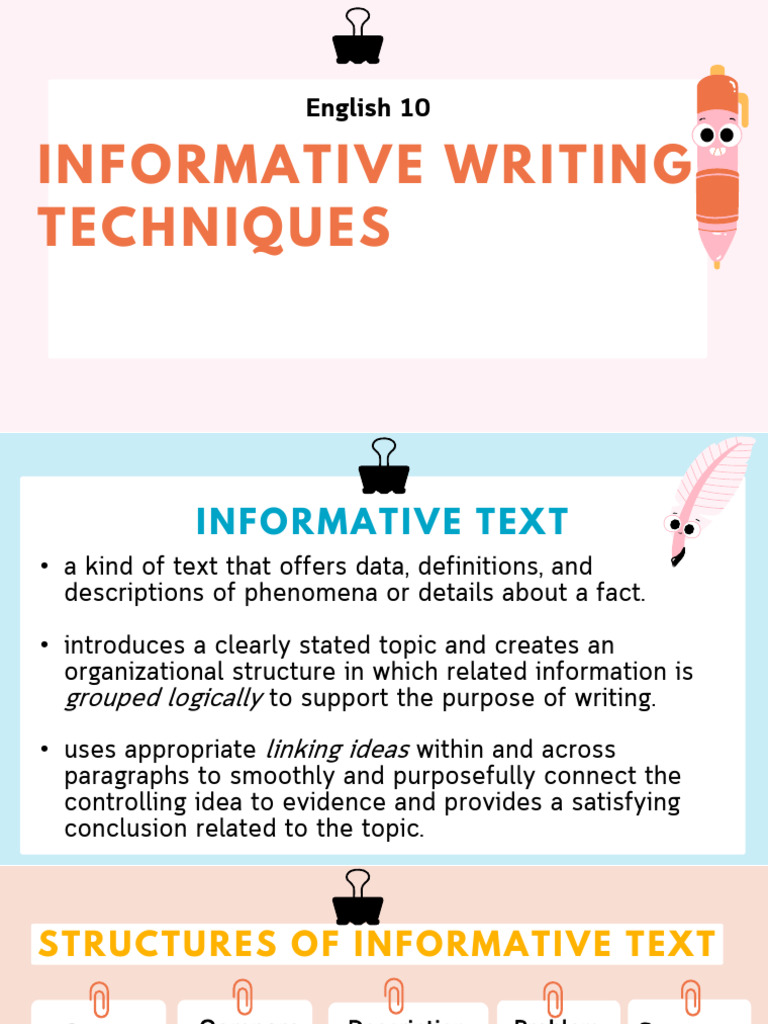 Informative Writing Techniques Guide | PDF | Word | Pronoun