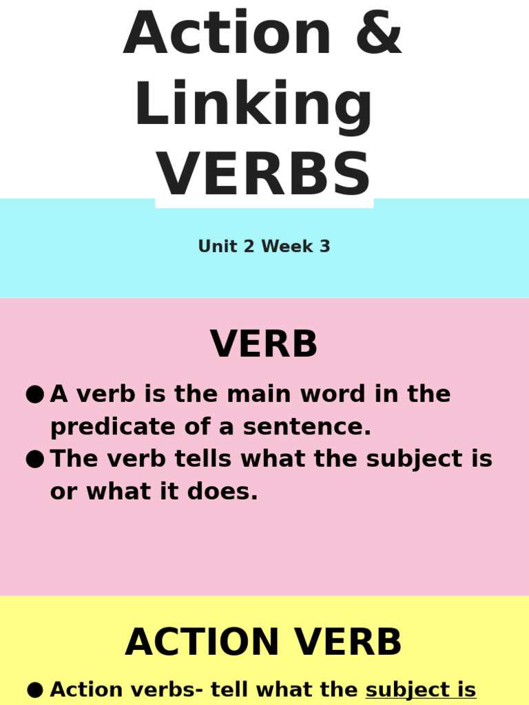 Action & Linking Verbs | PDF