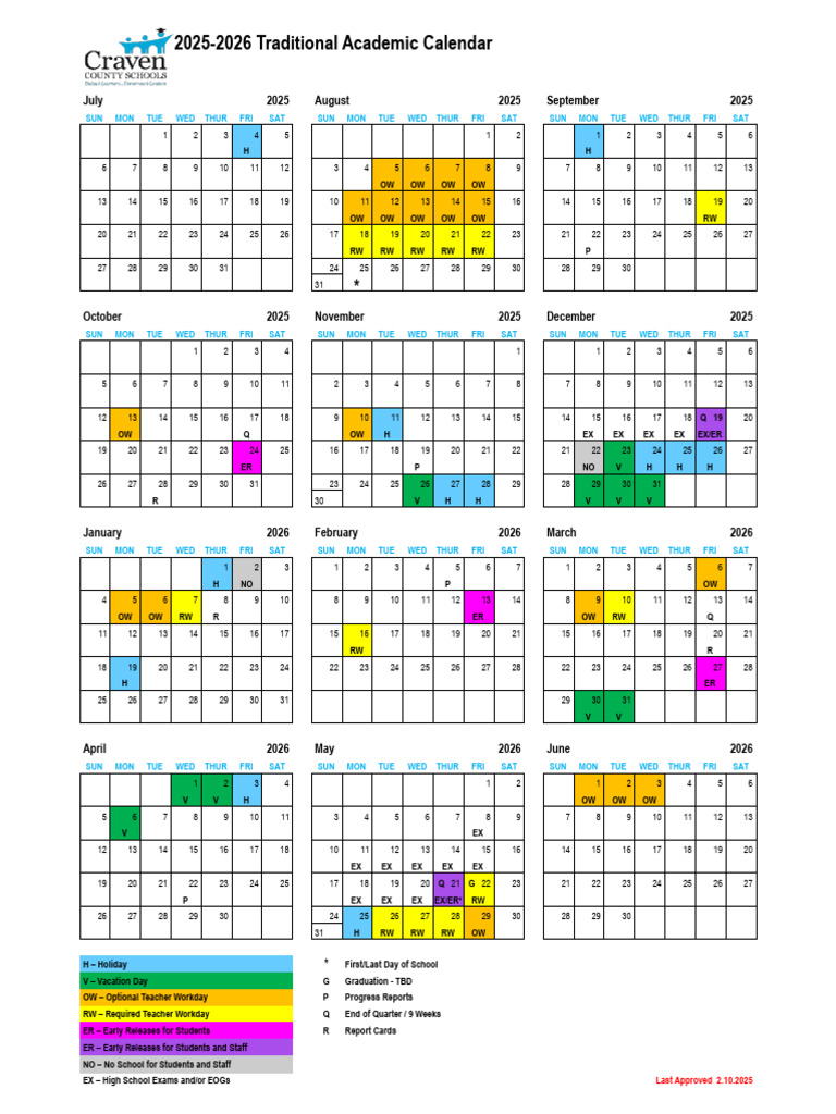 CCS Academic Calendar 2025-2026 | PDF