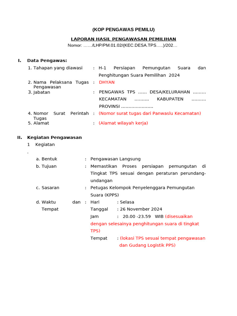 Form A PTPS H-1 Persiapan Pemungutan Dan Penghitungan Suara | PDF