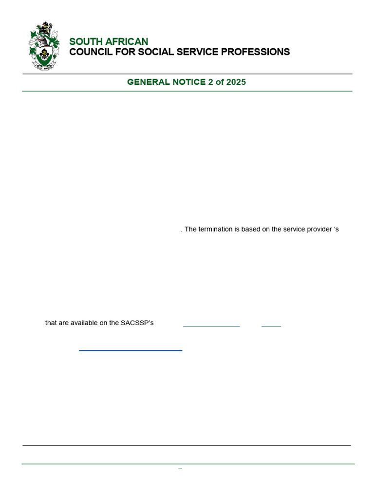 SACSSP GENERAL NOTICE 2 of 2025 - DISCONTINUATION OF THE ONLINE ...