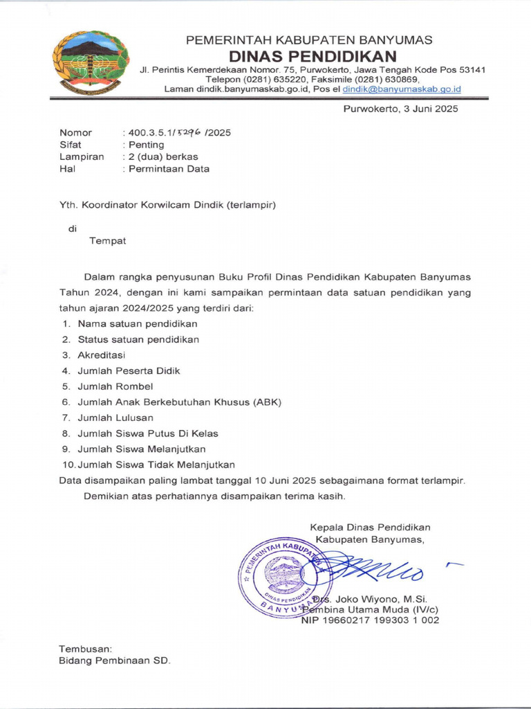 Permintaan Data Satuan Pendidikan | PDF