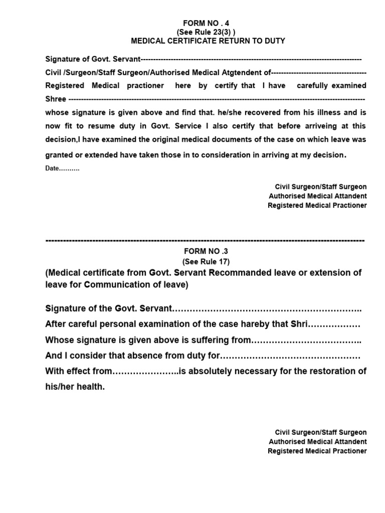 Medical Certificate Forms 3 & 4 Guide | PDF