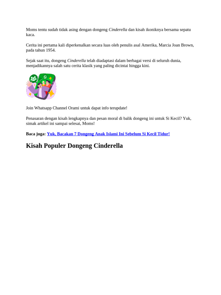 Kisah Singkat Dongeng Cinderella | PDF