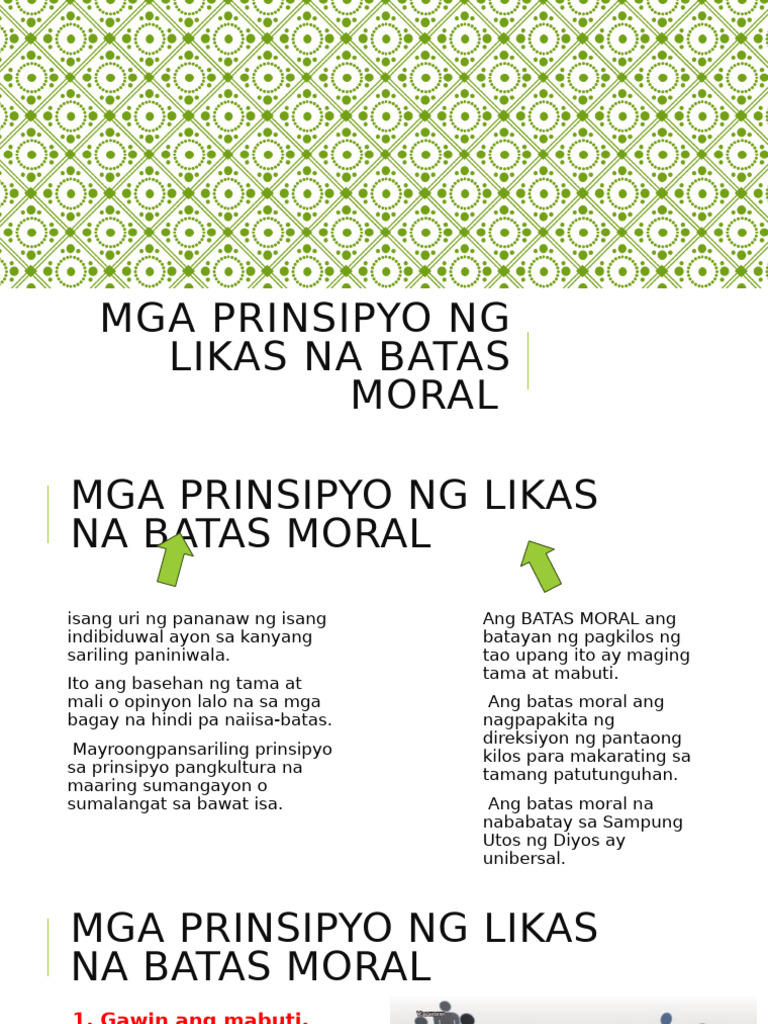 Mga Prinsipyo NG Likas Na Batas Moral | PDF
