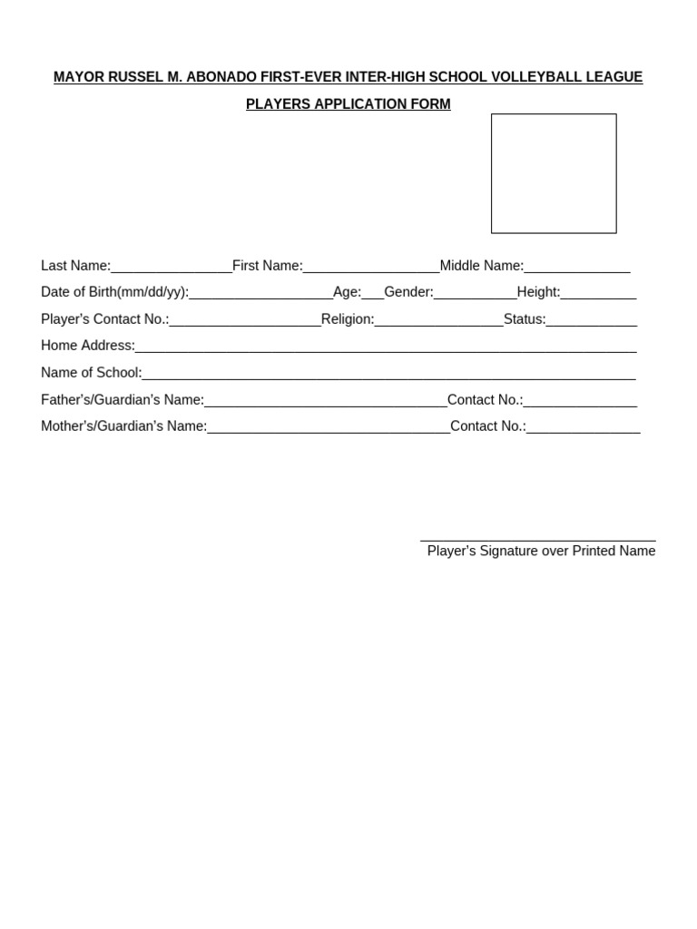 Volleyball Form | PDF