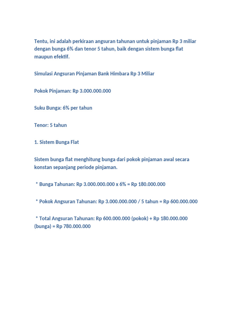 Simulasi Angsuran Pinjaman Rp 3 Miliar | PDF