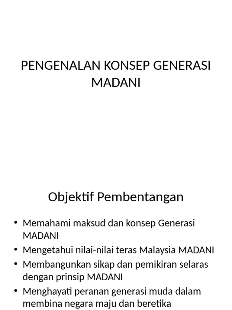 Pengenalan Konsep Generasi MADANI | PDF