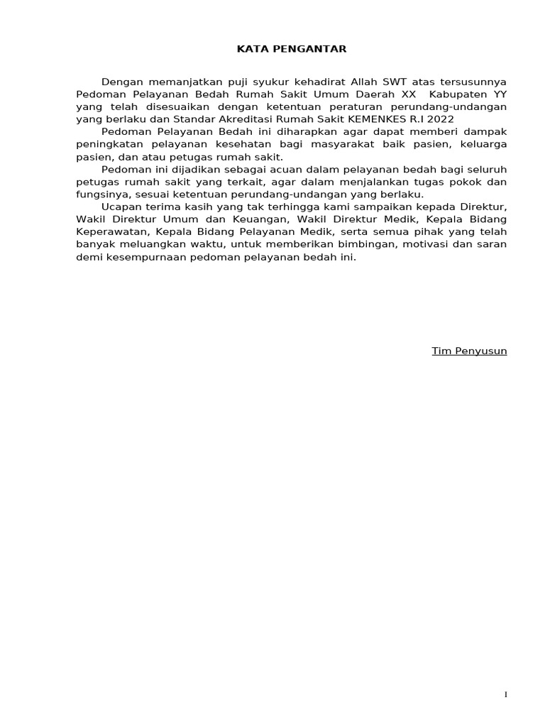 Contoh Pedoman Pelayanan Bedah | PDF