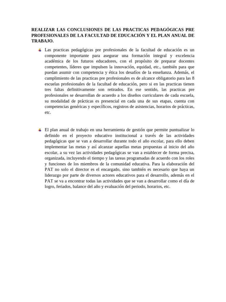 Conclusiones Practicas y Anual | PDF