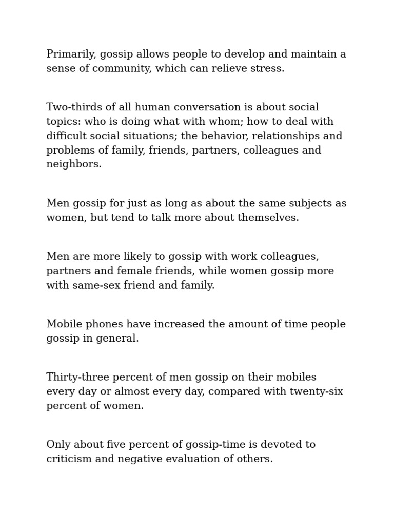 The Role of Gossip in Social Connections | PDF