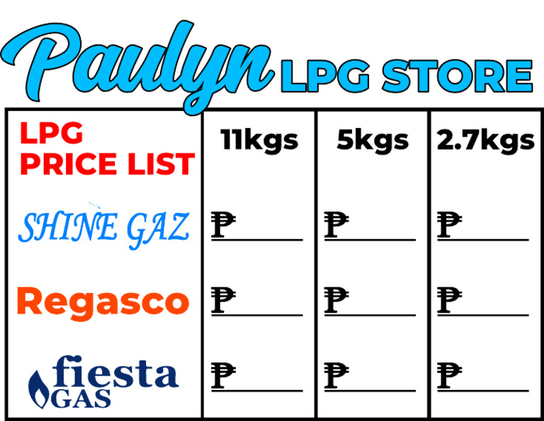 Paulyn LPG Price List | PDF