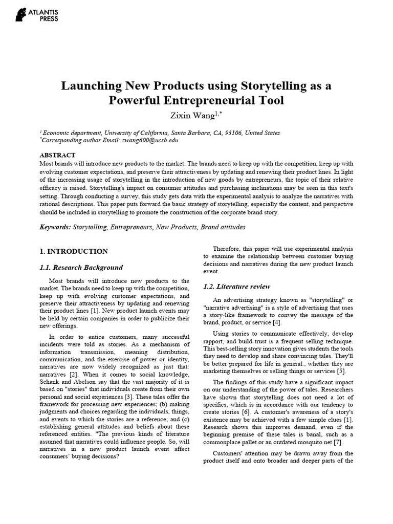 Storytelling in New Product Launches | PDF | Student's T Test | Narrative