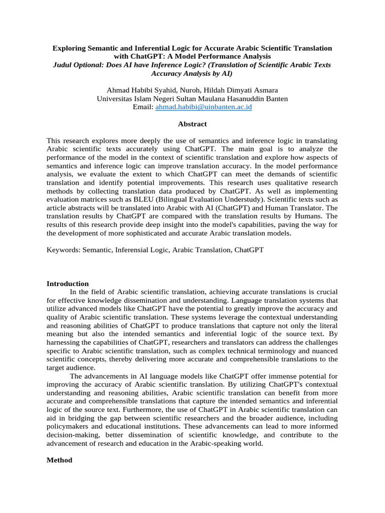 ChatGPT for Accurate Arabic Translation | PDF | Translations | Logic