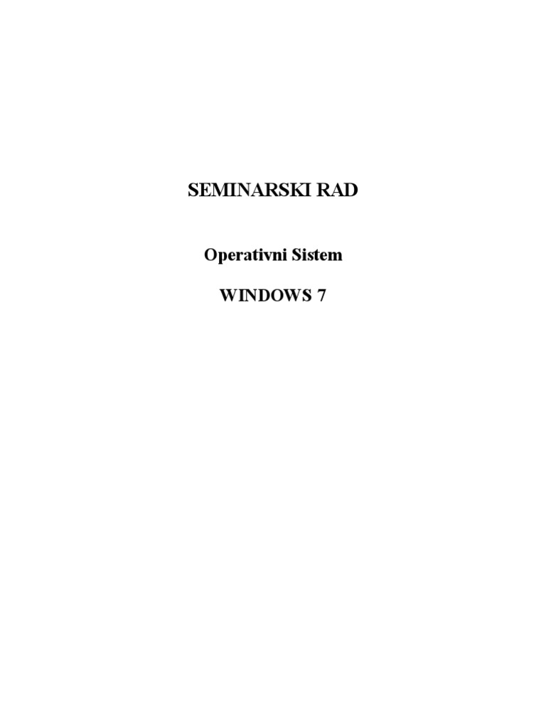Seminarski Rad Informatika Operativni Sistemi | PDF